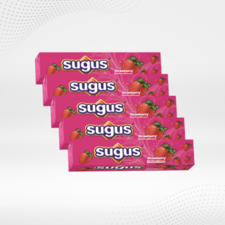 SUGUS CHEWY CANDY STICK STRAWBERRY FLAVOUR 5X30G - AsianGoodie
